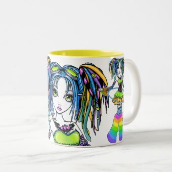 "Luxie" Rainbow Cyber Goth Hula Hoop Fae Mug | Zazzle