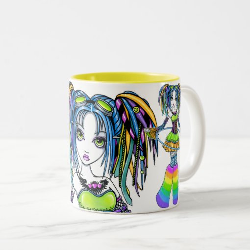 "Luxie" Rainbow Cyber Goth Hula Hoop Fae Mug | Zazzle