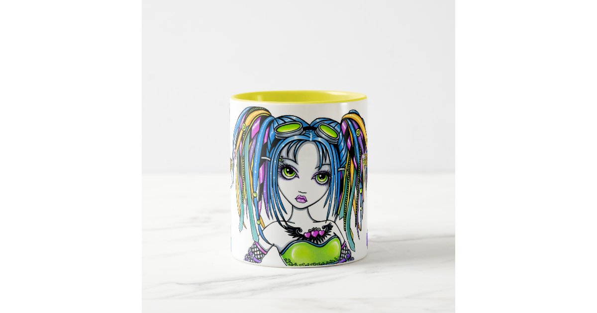 "Luxie" Rainbow Cyber Goth Hula Hoop Fae Mug | Zazzle