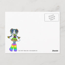 "Luxie" Rainbow Cyber Goth Hula Hoop Fae Postcard | Zazzle