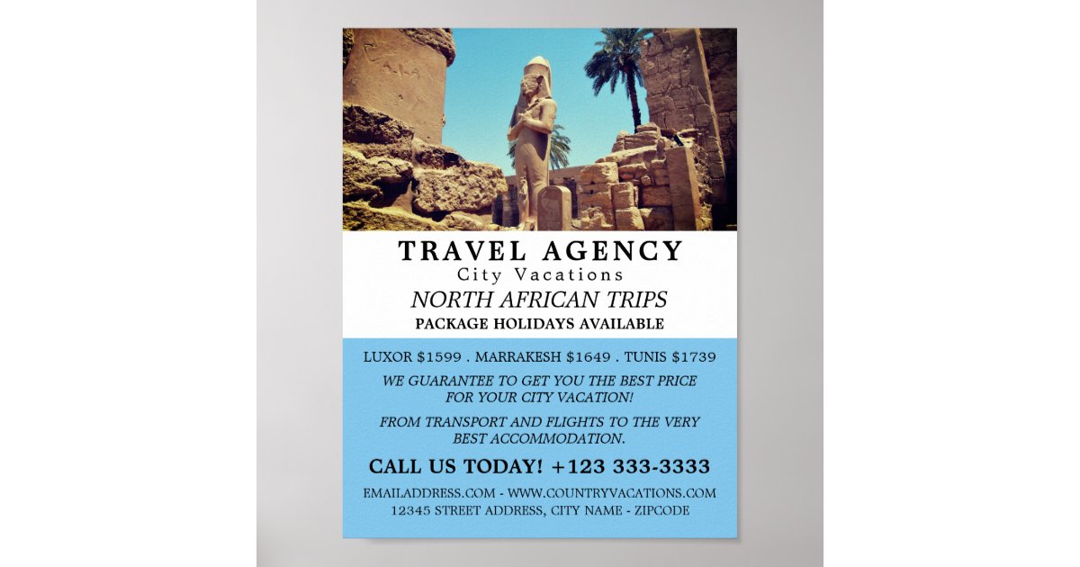 Luxor Temple, Egypt, Travel Agency Advertising Poster | Zazzle