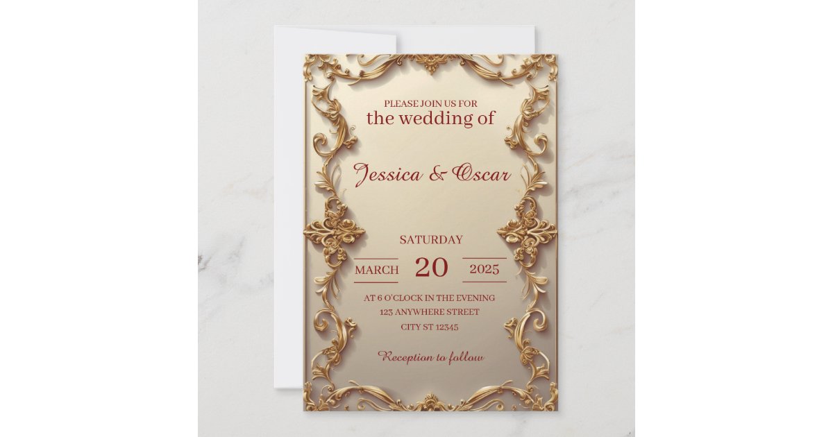 Luxurious Baroque Gold Wedding Invitation | Zazzle