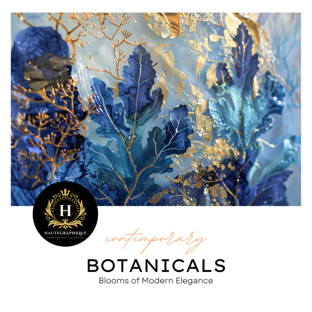 Luxurious Blue and Gold Botanical Decoupage Tissue Paper | Zazzle