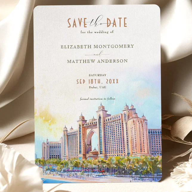 Luxurious Dubai Atlantis The Palm Save the Date Invitation | Zazzle
