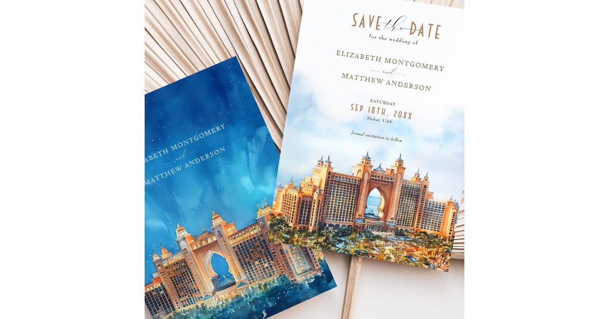 Luxurious Dubai Atlantis The Palm Save the Date Invitation | Zazzle