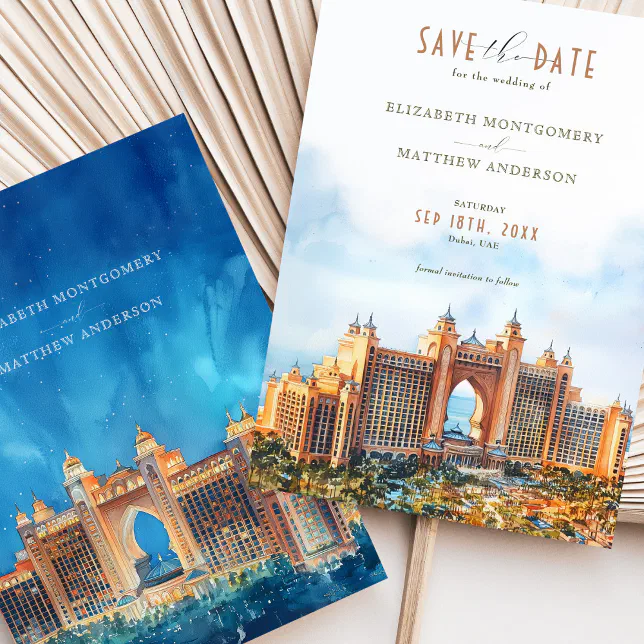 Luxurious Dubai Atlantis The Palm Save the Date Invitation | Zazzle