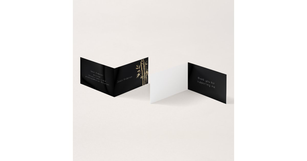 Luxurious Gold Bamboo QR Code Business Card | Zazzle