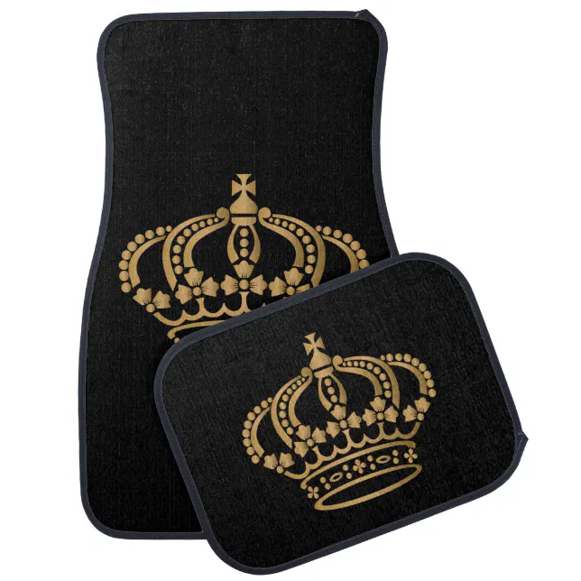 Luxurious Gold Crown Black Car Floor Mat | Zazzle