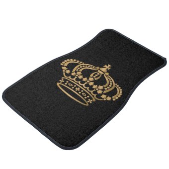 Luxurious Gold Crown Black Car Floor Mat | Zazzle