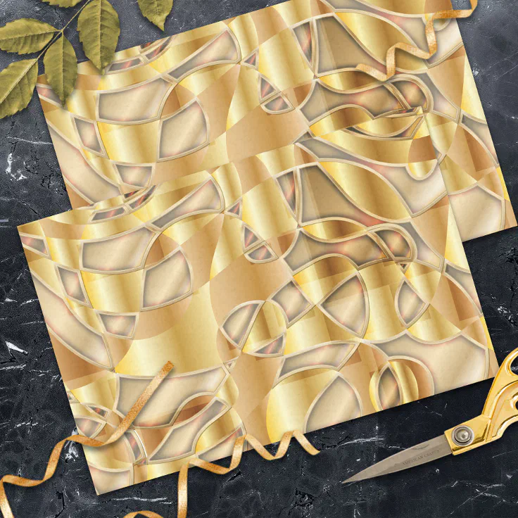 Luxurious Gold Metallic Collage Art Composition Tissue Paper | Zazzle
