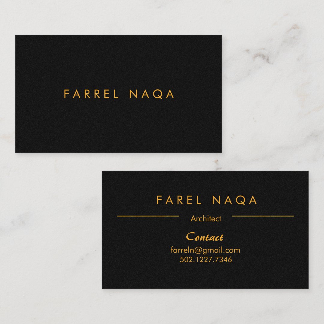 Luxurious Gold Text in Black Foil Business Card | Zazzle