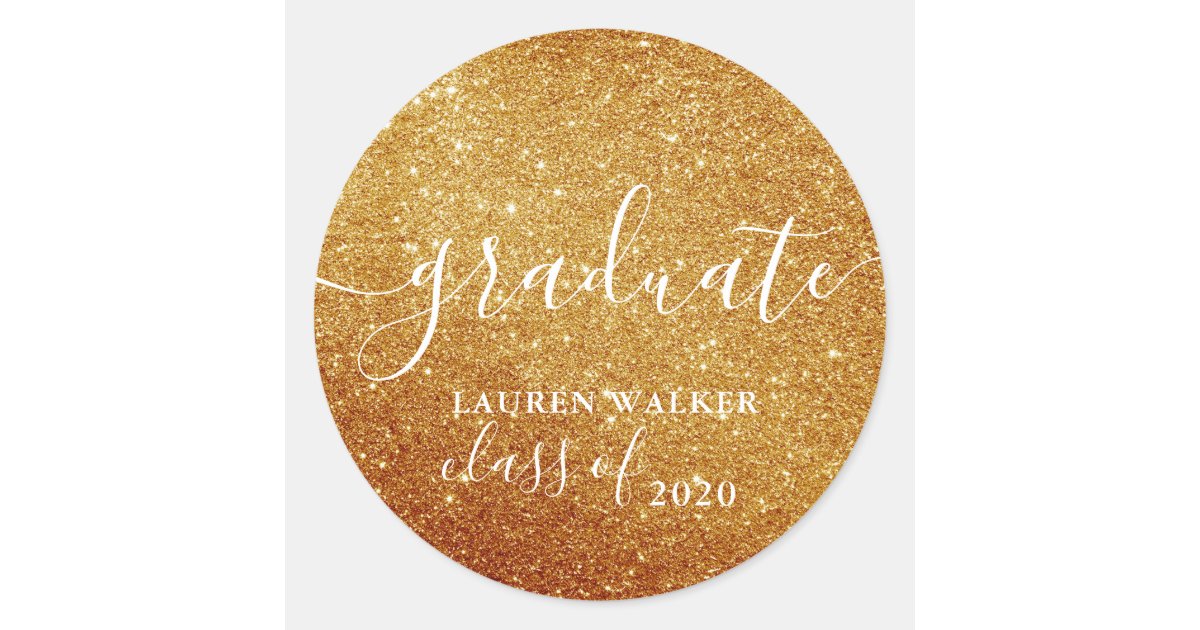 luxurious graduate gold glitter monogram Sticker | Zazzle
