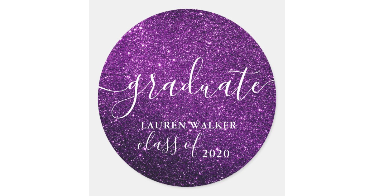 luxurious graduate purple glitter monogram Sticker | Zazzle