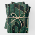 Luxurious Green and Gold Art Deco Pattern Wrapping Paper Sheets | Zazzle