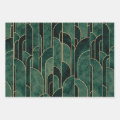 Luxurious Green and Gold Art Deco Pattern Wrapping Paper Sheets | Zazzle