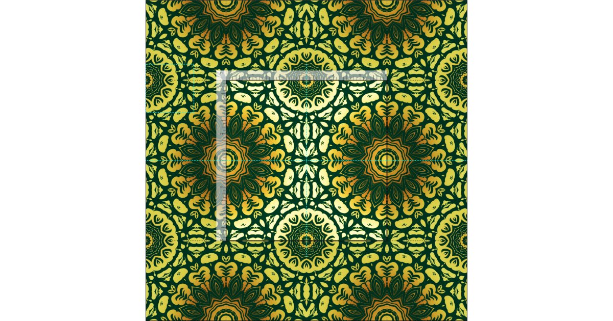 Luxurious Green and Yellow Baroque Pattern Fabric | Zazzle
