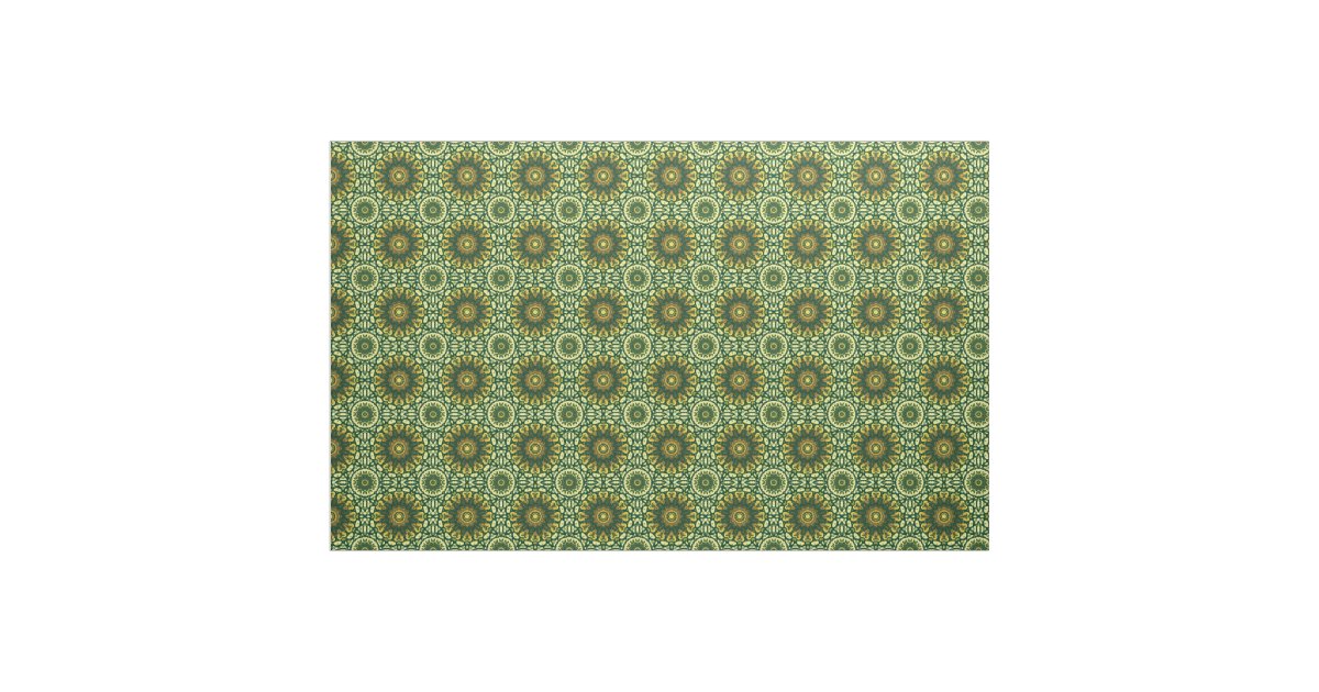 Luxurious Green and Yellow Baroque Pattern Fabric | Zazzle