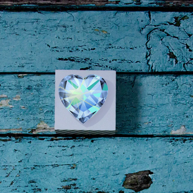 Luxurious Greenish Blue Faux Diamond Heart Shaped Paperweight | Zazzle