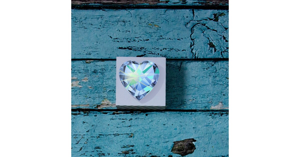 Luxurious Greenish Blue Faux Diamond Heart Shaped Paperweight | Zazzle