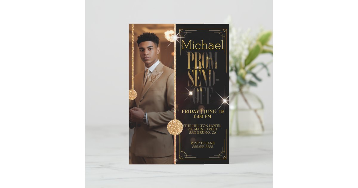 Luxurious Male Prom Send Off Impression Graduation Invitation | Zazzle