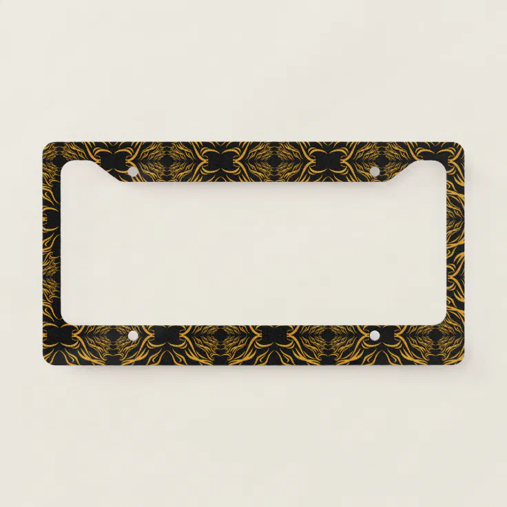 Luxurious Modern Abstract Black Pattern License Plate Frame | Zazzle