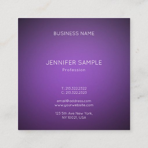 Luxurious Modern Simple Elegant Purple Template Square Business Card ...