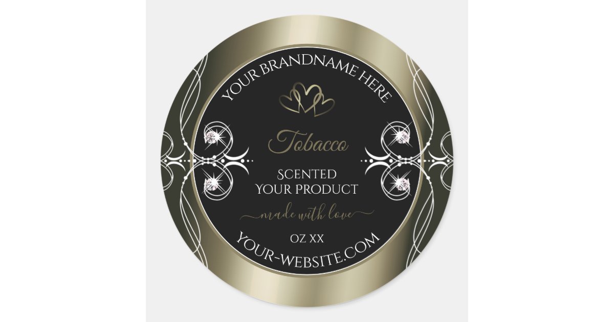 Luxurious Platinum Black Product Labels Ornamental | Zazzle