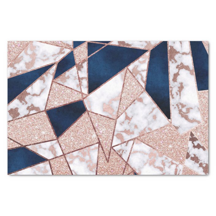 Luxurious Rose Gold Glitter Geometric Marble Tissue Paper | Zazzle.com