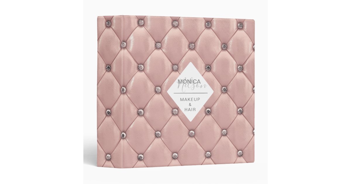 luxurious rose gold tufted monogram 3 ring binder | Zazzle