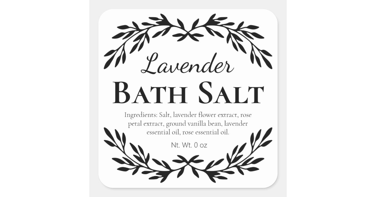 Luxurious White Homemade Bath Salt Labels Zazzle