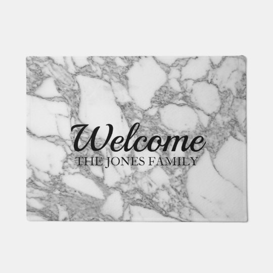 Luxurious white marble stone print welcome doormat | Zazzle.com