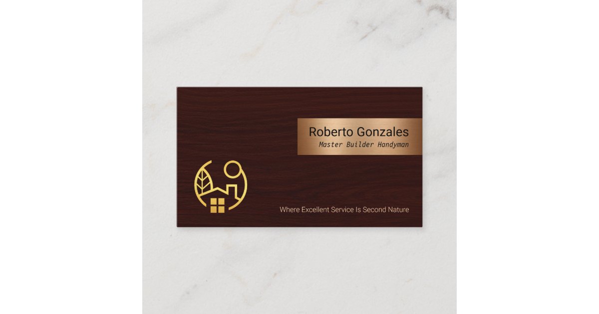 Luxurious Wood Grain Carpenter Handyman Business Card | Zazzle