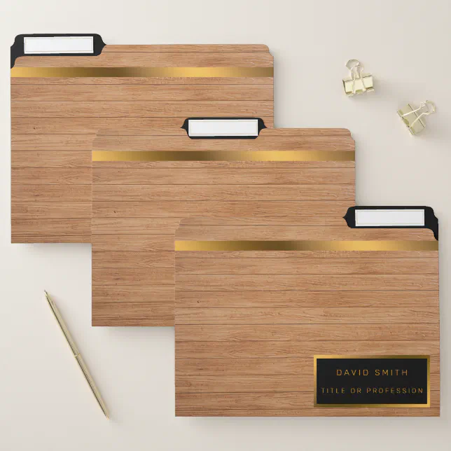 Luxury 2in1 Gold Wood Modern Business Card & File Folder | Zazzle