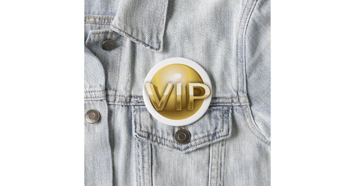 Luxury 3D Gold VIP Emblem Button | Zazzle