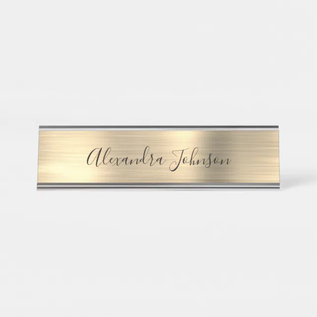 Luxury and Professional Gold Foil Modern Desk Name Plate | Zazzle