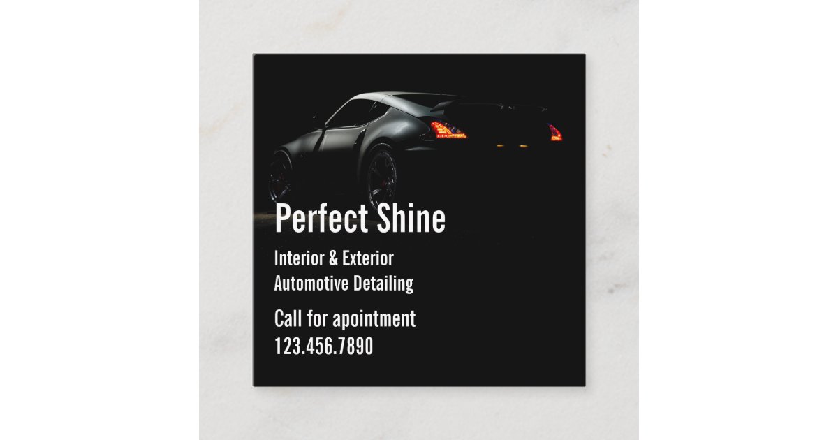 Luxury Auto Detailing Car Cleaning Repair Black Square Business Card ...