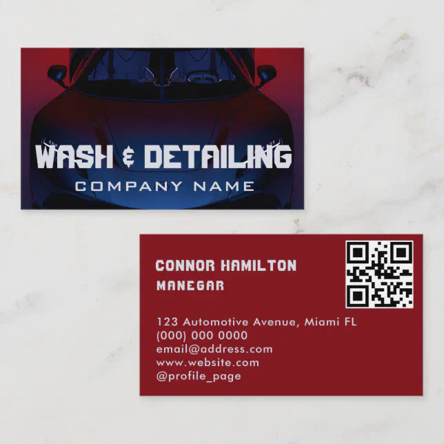 Luxury Auto Detailing Car Cleaning Repair QR Code Business Card | Zazzle