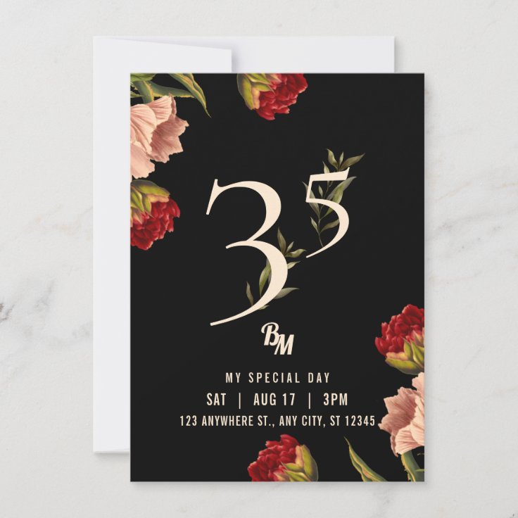 Luxury Avant Garde Baroque BM 35th Birthday Invitation | Zazzle