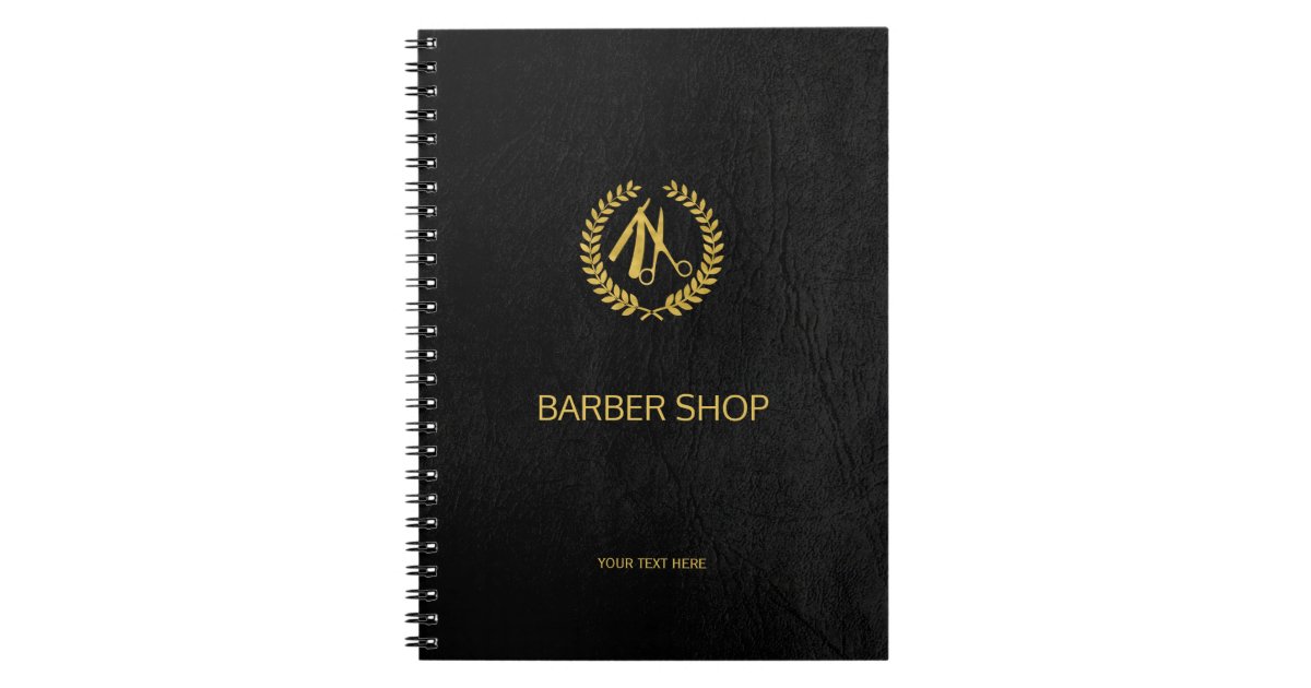 Luxury barber shop black leather look gold notebook | Zazzle Luxury barber shop black leather look gold notebook | Zazzle