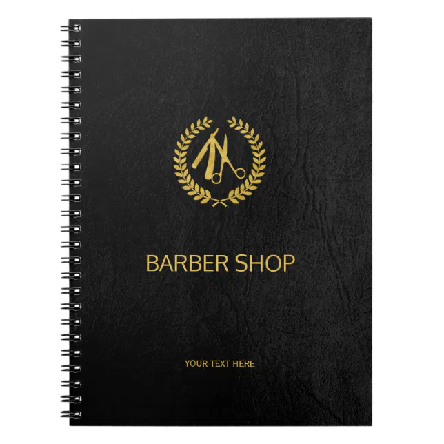 Luxury barber shop black leather look gold notebook | Zazzle Luxury barber shop black leather look gold notebook | Zazzle