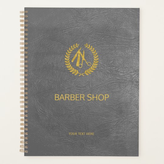 Luxury barber shop grey leather look gold planner | Zazzle.com Luxury barber shop grey leather look gold planner | Zazzle.com