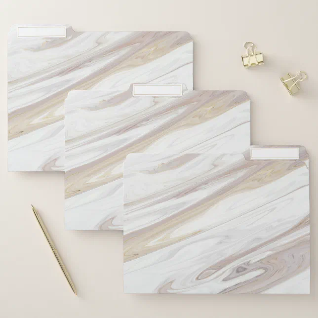 Luxury Beige & White Faux Marble File Folder | Zazzle
