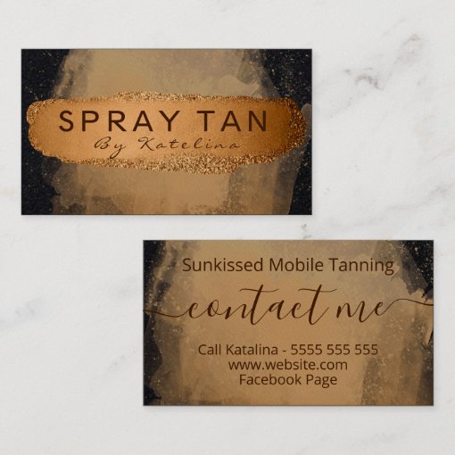 Luxury Black And Bronze Mobile Spray Tan Business Card | Zazzle