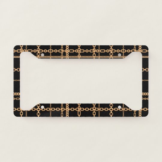 Luxury Black and Gold Chains License Plate Frame | Zazzle.com