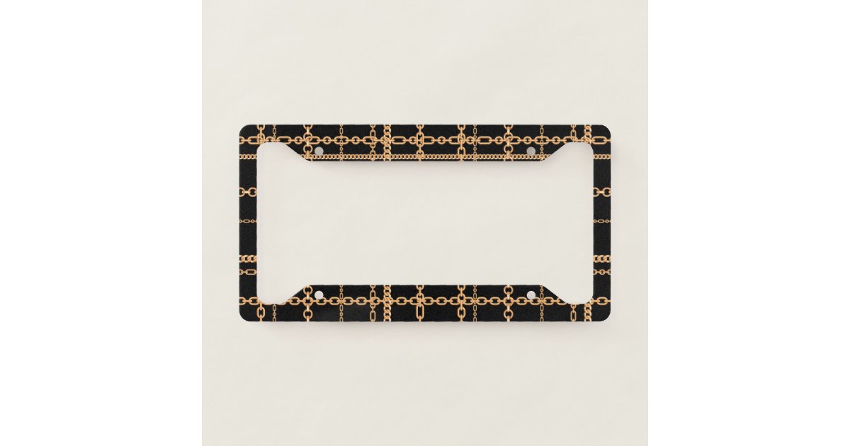 Luxury Black and Gold Chains License Plate Frame | Zazzle