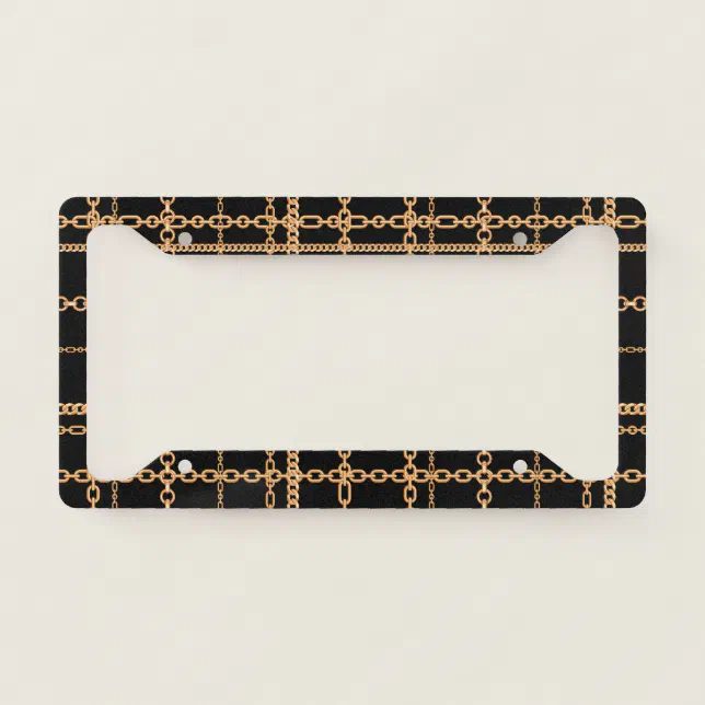 Luxury Black and Gold Chains License Plate Frame | Zazzle