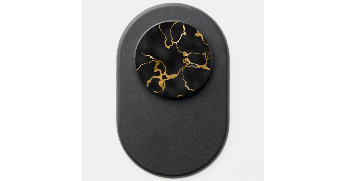 Luxury black and gold marble pattern glam design PopSocket | Zazzle