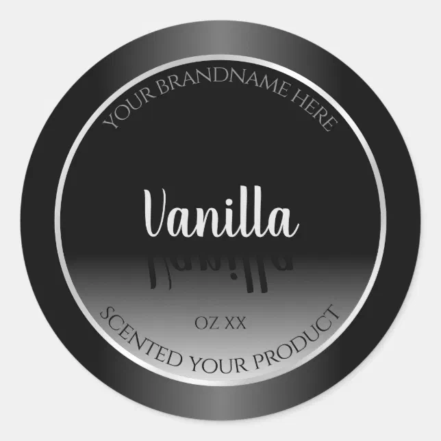 Luxury Black and White Product Labels Silver Frame | Zazzle