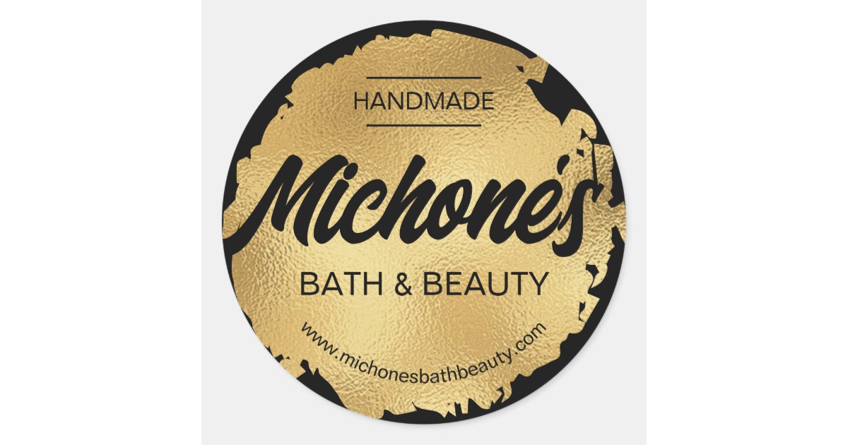 Luxury Black Gold Foil Modern Custom Business Classic Round Sticker ...