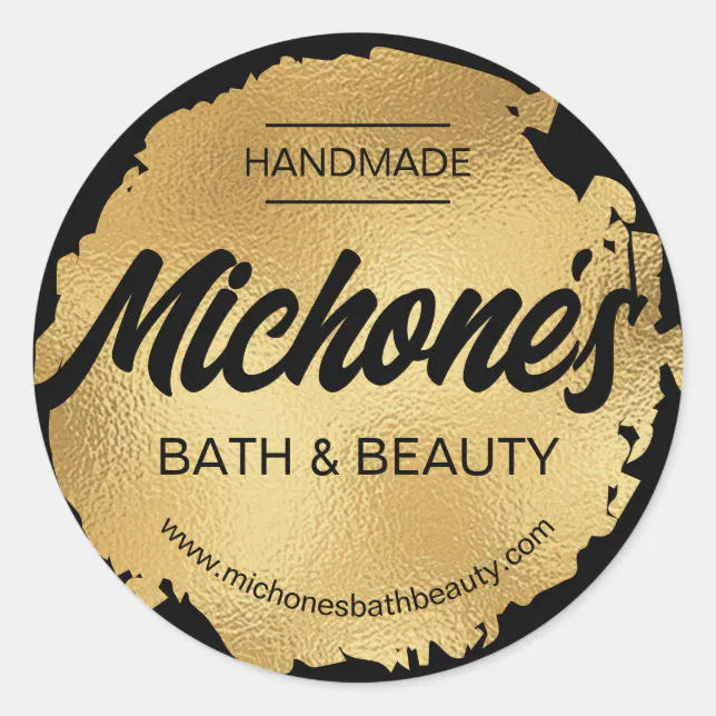 Luxury Black Gold Foil Modern Custom Business Classic Round Sticker ...